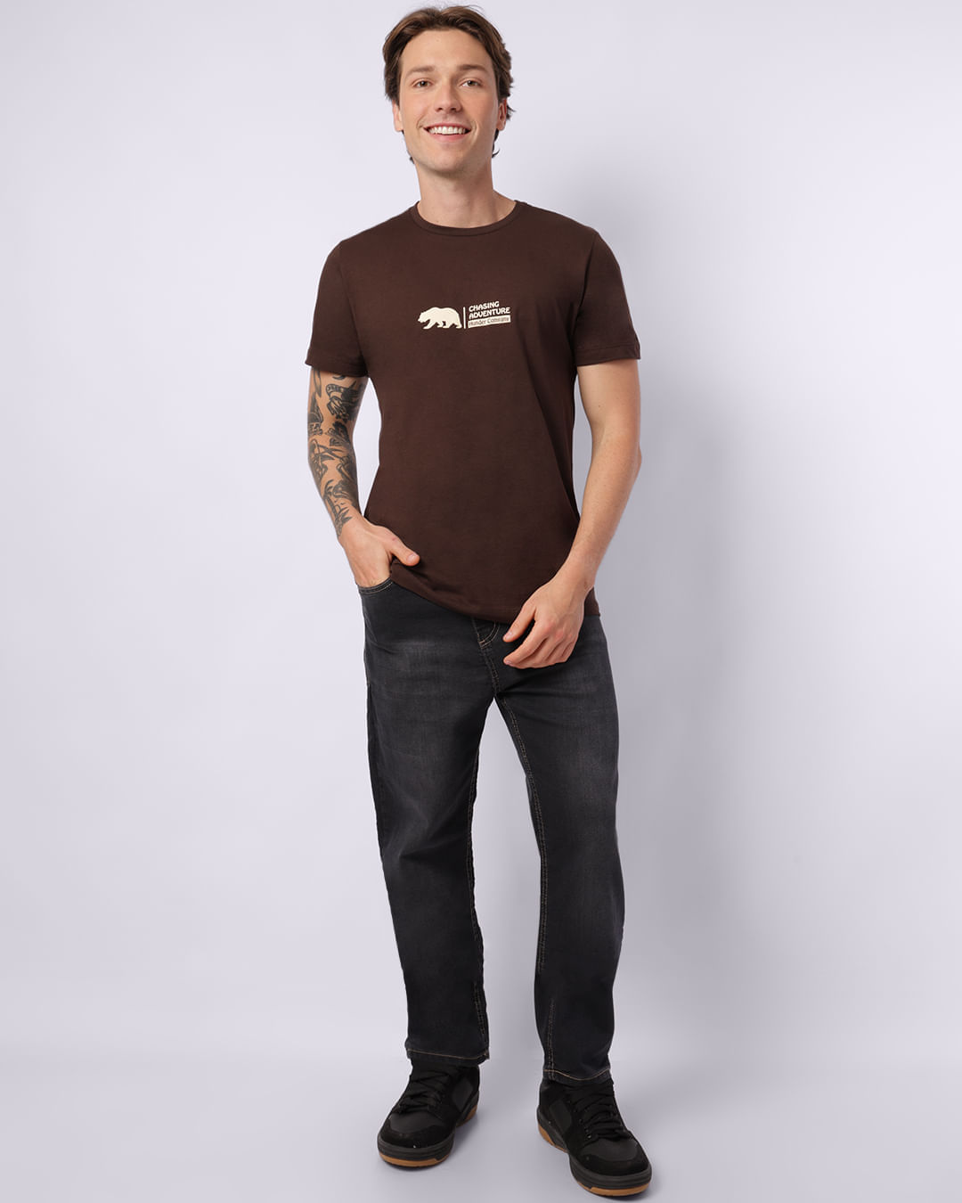 Calça Jeans Masculina Slim Com Bolsos Preta